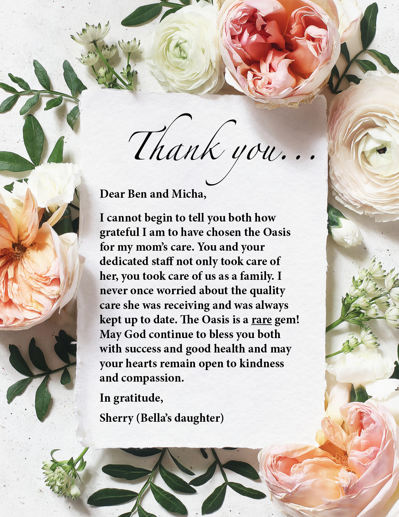 A Thank You Letter. - The Oasis at Dodge Park